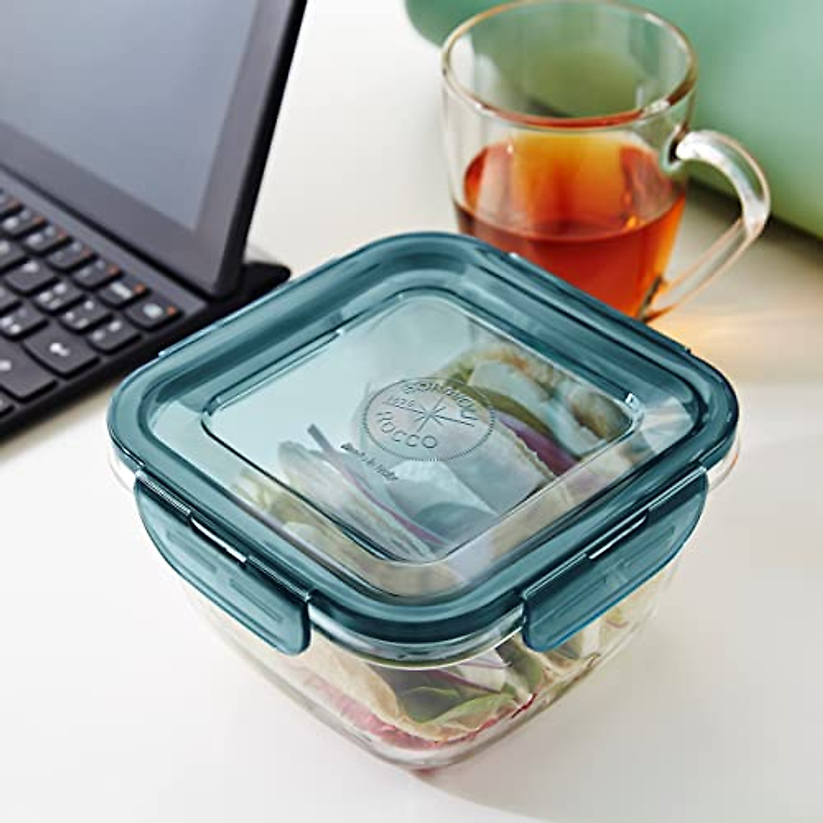 Bormioli Rocco Frigoverre Evolution Collection - 4.75-Inch Square Container - 42cl (14.25 oz.) - Grey