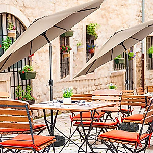 SUNCROWN Patio Umbrella 9Ft Outdoor Table Market Umbrellas With Push Button Tilt, Crank and 8 Ribs For Lawn, Garden, Deck, Beach, Backyard&Pool, Brown