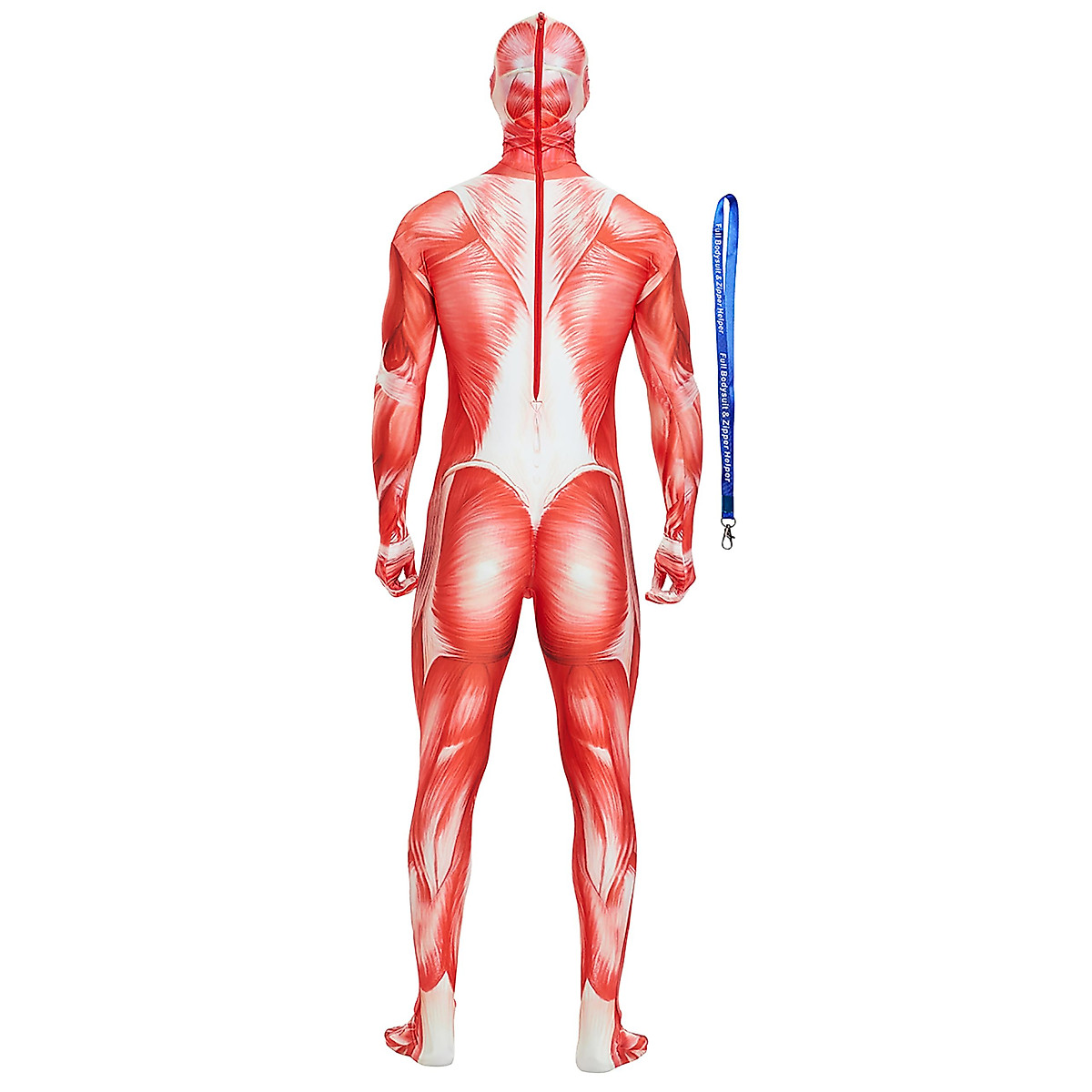 Full Bodysuit With Zipper Helper Unisex Spandex Stretch Adult Costume Zentai Disappearing Man Body Suit (Large, Muscle)
