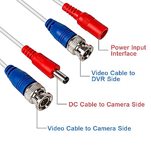 TYUMEN 4 Pack 100FT (30.5 Meters, White) All-in-One BNC Video and Power Security Camera Cables, BNC Extension Surveillance Camera Cables for CCTV Camera DVR Security Systems