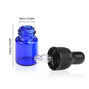 Furnido Pack of 50 2 ml (5/8 Dram) Cobalt Blue Glass Dropper Bottles,Empty Eye Dropper Sample Vials with Black Dropper Caps for Fragrance,Essential Oil,Perfume,Cosmetic Liquid Lotion-2 Dropper Free