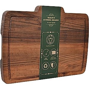 Walnut Cutting Boards - Large Thick Walnut Cutting Board With Juice Groove (17"x12.6") Reversible Large Wooden Chopping Board - Black Walnut Cutting Board for Kitchen - Reversible with Juice Groove