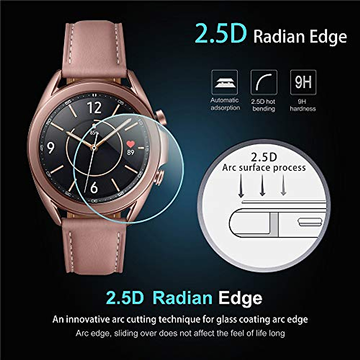 Suoman 4-Pack for Samsung Galaxy Watch 3 41mm Screen Protector Tempered Glass for Galaxy Watch 3 41mm [2.5D 9H Hardness] [Anti-Scratch] [Perfectly Fit]