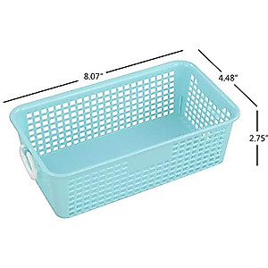 Leendines Plastic Office Desktop Storage Basket, 6 Packs Small Colored Baskets