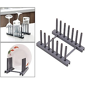 homozy Generic Plastic Bowl Lid Drying Rack Holder Drainer Storage Holder Organizer Closet , Gray