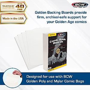 BCW Supplies Golden Comic Backing Boards (100 Count) by BCW