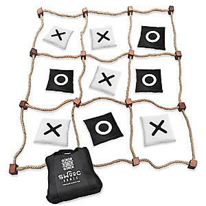SWOOC Games - Giant Tic Tac Toe Outdoor Game | 3ft x 3ft | Instant Setup, No Assembly | Bean Bag Toss Outdoor Games for Kids 8-12 | Giant Yard Games for Adults | Giant Lawn Games | Backyard Games