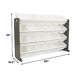 Humble Crew Extra-Large Kid's Toy Organizer, 20 Storage Bins, Universal, Grey/White