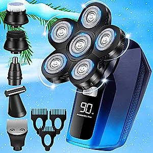 Head Shaver for Bald Men,6 in 1 Bald Head Shavers for Men Cordless,Waterproof Wet Dry Mens Electric Shavers for Head Face Hair Shaving,Rechargeable Electric Razor for Men,USB Mans Razor Grooming Kit