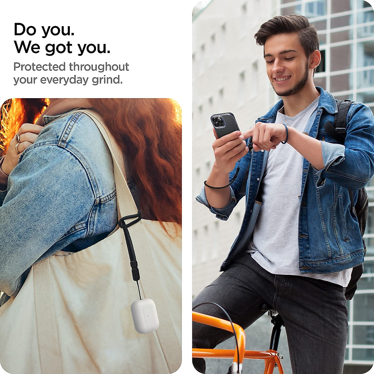 Spigen Universal Adjustable Hand Wrist Strap Phone Lanyard Compatible with Apple Airpods Pro (2nd Generation) - Dark Black (1 Pack)