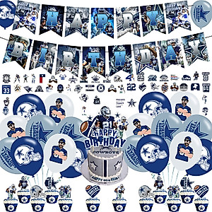 Cowboys Party Supplies,Birthday Party Decorations for Cowboys for Kids with Happy Birthday Banner,Cake Topper ,Balloons for Football Theme Birthday Party Decorations