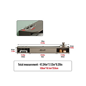 Pmnianhua Floating TV Stand,47'' Wall Mounted Floating Media Console for TVs up to 50 inches,Floating TV Shelf with Storage for Gaming Consoles Small Spaces Apartments, Bedrooms (Light Grey Oak)