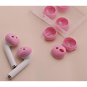 IiEXCEL (Fit in Case) 4 Pairs Replacement Super Thin Slim Rubber Silicone Earbuds Ear Tips and Covers Skin for Apple AirPods 2 1 or EarPods Headphones (Fit in Charging Case) (4 Pink)