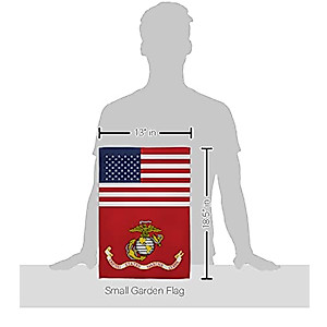 US Marine Corps Garden Flag - Set Wall Hanger Armed Forces USMC Semper Fi United State American Military Veteran Retire Official - House Banner Small Yard Gift Double-Sided Made in USA 13 X 18.5