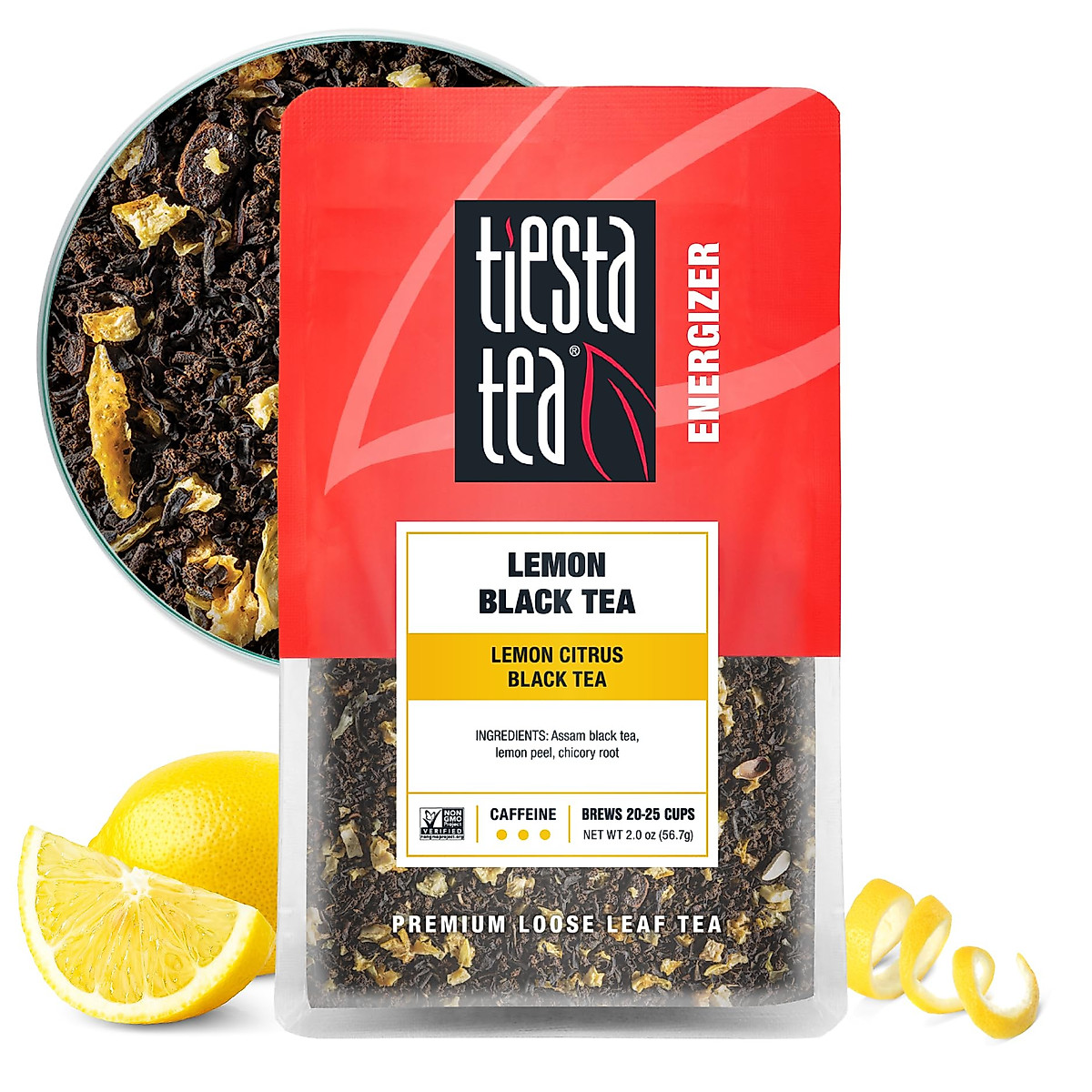 Tiesta Tea - Lemon Black Tea | Loose Leaf | Lemon Citrus Black | Premium Blend | High Caffeinated | Makes Hot or Iced | Brews Up to 25 Cups | 2 Ounce Resealable Pouch