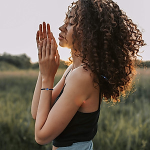 Jewanfix Evil Eye String Bracelets Handmade Black String Evil Eye Bracelet for Women Men Teen Girls Boys 2pcs