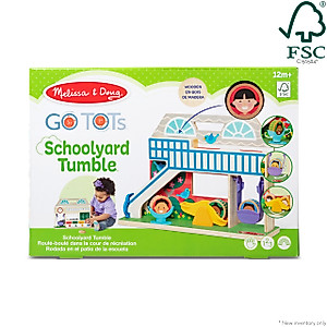 Melissa & Doug GO Tots Wooden Schoolyard Tumble with 4 Disks - FSC Certified