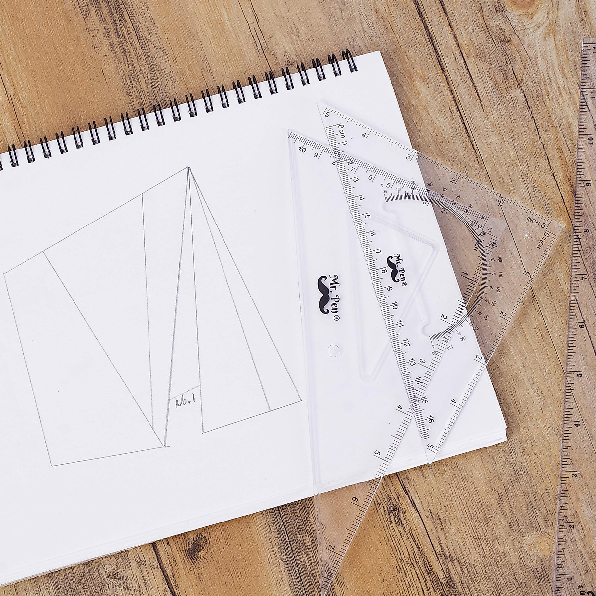 Mr. Pen- Triangle Ruler, Square and Ruler Set, Ruler Set, 3 Pack, Set Square, Geometry Set, Square Ruler, Protractor for Geometry, School Geometry Set, Math Protractor, Geometry Rulers, Math Ruler