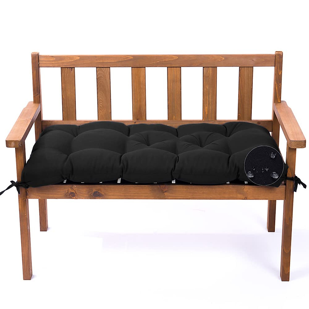 Indoor Outdoor Bench Cushion, Waterproof Swing Cushion Bench Seat Cushion, Swing Chair Replacement Seat Pads Cushion Pillow for Lounger Garden Furniture Patio Metal Wooden Bench (39x20IN, Black)