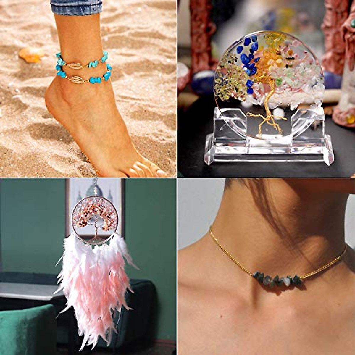 Souarts Crystal Beads Set Natural Gemstone Chips DIY Jewelry Making Kit 11 Colors Crystal Chips Jewelry Bracelet Beads Irregular Chips Stone Beads for Jewelry Making Supplies Bracelet Necklace