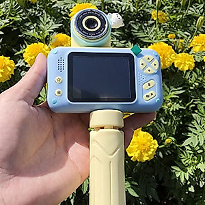 Jeanoko Kids Camera Dual Camera USB Charging Cartoon Kids Selfie Camera Inbuilt Puzzle Games with USB Cable Bracket User Manual for Home Outdoor Use