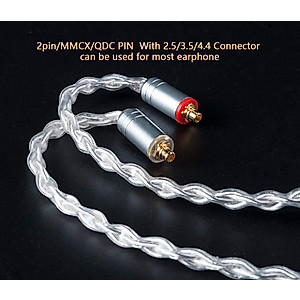 KBEAR 8 Core Silver Plated Upgrade Earphone Cable, Detachable Replacement Cable HiFi in Ear Monitor Cable for TIN T2 T3 P1 for Shure SE215 SE315 SE425 SE535 UE900 (MMCX 3.5mm)……