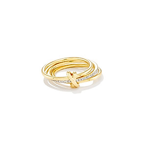 Kendra Scott Tia 18k Gold Vermeil Band Ring in White Sapphire, Fine Jewelry for Women, Size 6