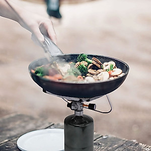 Outbound Single Burner 3 Piece Portable Adjustable 10,000 BTU Propane Camping Stove Kit with Even Heat Distribution, Sturdy Base & Storage Case, Red