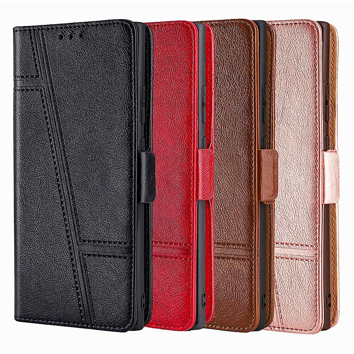 Fansipro Wallet Folio Case for Oppo Reno 2 Z, Premium PU Leather Slim Fit Cover for Reno 2 Z, 3 Card Slots, 1 Transparent Photo Frame Slot, Anti-Dirt, Red