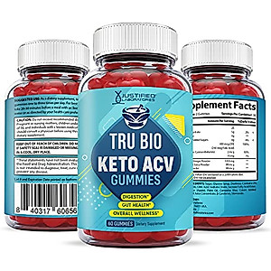 Justified Laboratories (2 Pack) Tru Bio Keto Gummies 1000MG ACV with Pomegranate Juice Beet Root B12 120 Gummys