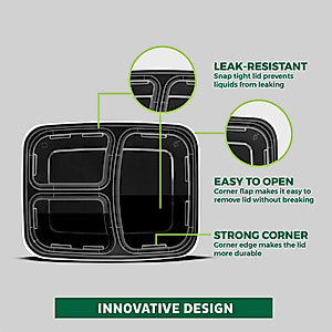 Freshware Meal Prep Containers [150 Pack] 3 Compartment with Lids, Food Containers, Lunch Box, Stackable, Bento Box, Microwave/Dishwasher Safe (32 oz)