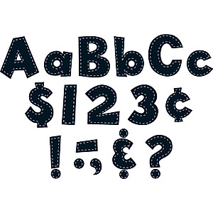 Teacher Created Resources Black Stitch 4" Fun Font Letters (TCR75150)