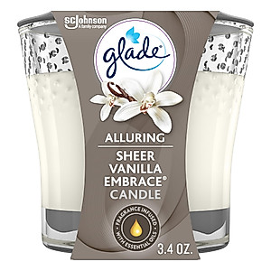 Glade Candle Jar, Air Freshener, Sheer Vanilla Embrace, 3.4 Oz