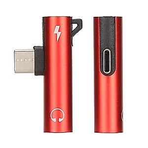 Sanpyl 2Pcs USB C to 3.5mm Audio Adapter, 2 in 1 Type C to 3.5mm Headphone and Charger Adapter ABS Audio Jack Charging Cord for Tablet PC Phones Red