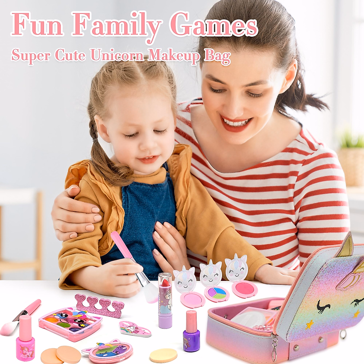 Aimidola Kids Makeup Kit for Girl - Washable Non Toxic Kid Make Up Toys, Little Girls Play Makeup Set, Kids Toy for Toddlers Children Princess, Christmas Birthday Gift for 4 5 6 7 8 9 10 Year Old Girl