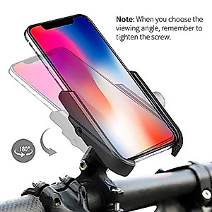 LINKEASE Aluminium Bike Phone Mount, Metal Motorcycle Phone Holder, Universal Bike Handlebar Phone Cradle, 360 Rotatable Compatible with 3.5-6.5 Inch iPhone & Android Cell Phones