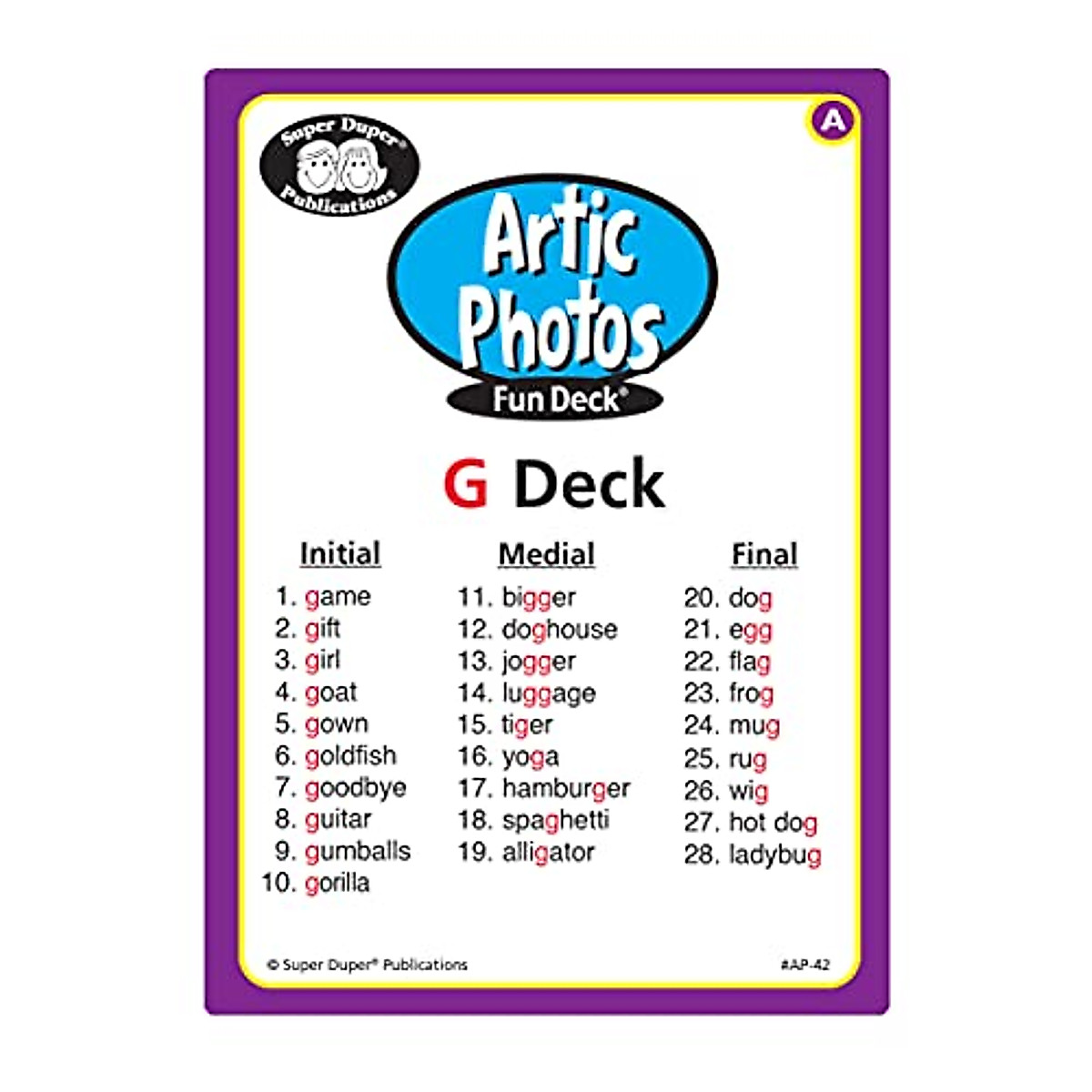 Super Duper Publications | Articulation Photos G Fun Deck Flash Cards | Educational Learning Resource for Children