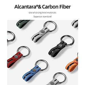 BETTERHUMZ Alcantara Leather Keychain,Carbon Fiber Car Key Case Chain,Car Key Lanyard for Car Fob & Home Keys Keyrings Accessories (Black)