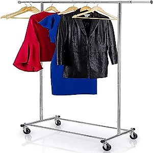 HOME IT Clothes Rack Heavy Duty Commercial Grade Chrome Clothes Rail for Clothing, Garment Rack Adjustable Clothing Rack, Clothing Rail 200 LBS Capacity