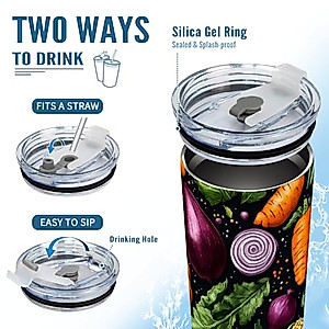 QWEUIOP 20oz Insulated Travel Coffee Mug Vegetable Eggplant Carrots Stainless Steel Tumbler with Lid Double Wall Vacuum Coffee Cup For Hot and Cold Drinks14280