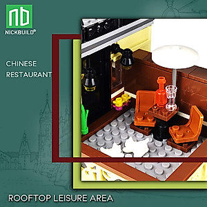 Nickbuild Street Chinese Restaurant MOC Building Blocks Toy, Towns Series Kits, Buildable City Toys, Collectible Play Model Set and Building Kit for Kids and Teens (1326 PCS)