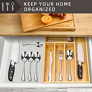 Conflech Silverware Organizer Bamboo Kitchen Drawer Organizer Utensil Organizer Silverware Holder Cutlery Organizer in Drawer Flatware Organizer Tray