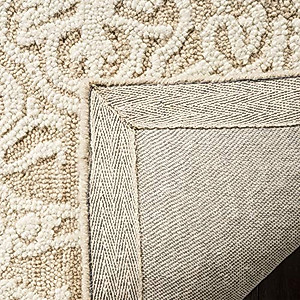 SAFAVIEH Blossom Collection 2' 3" x 12' Beige/Ivory BLM112B Handmade Premium Wool Entryway Foyer Living Room Kitchen Runner Rug
