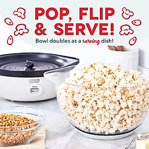 DASH SmartStore™ Deluxe Stirring Popcorn Maker, Hot Oil Electric Popcorn Machine with Large Lid for Serving Bowl and Convenient Storage, 24 Cups – White