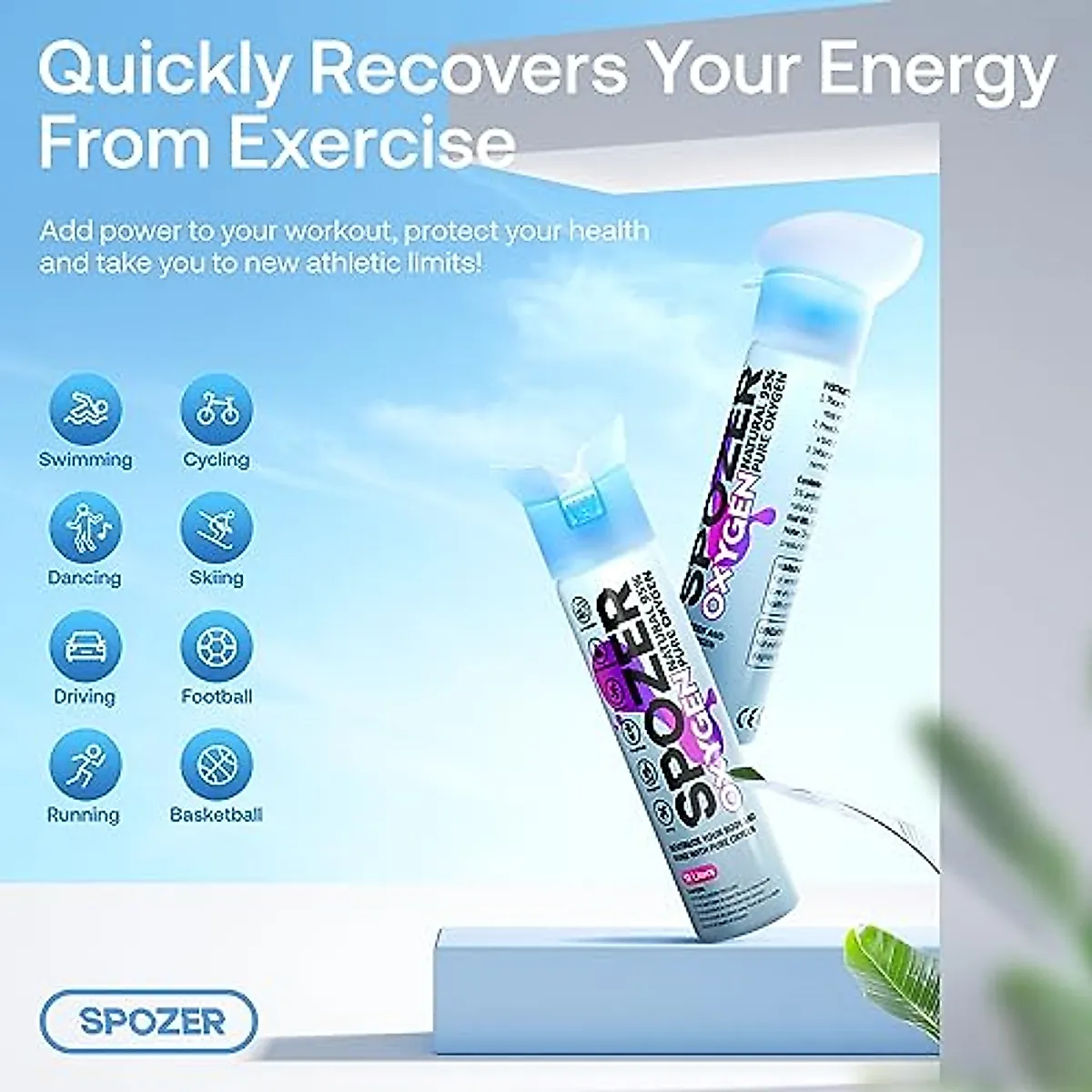 SPOZER Oxygen Cylinder 95% Pure Oxygen 10 Liter Portable Can, Portable Oxygen, Ideal for High Altitude & Reduce Recovery Time, 6 Oxygen Tanks