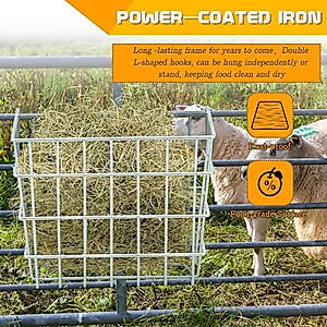 Gisafai Galvanized Hay Feeder 21.5 x 10.5 x 18 Inches Size Right for a Flake of Heavy Duty Welded Wire Large Hay Rack Wall Single Sided Feeder with Hook for Sheep Horses Farm Yield(Silver)