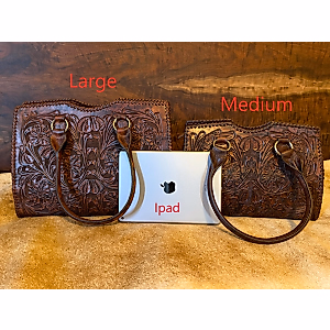 Mauzari Tooled Leather Shoulder Bag Tote for Women (Koa, Large)