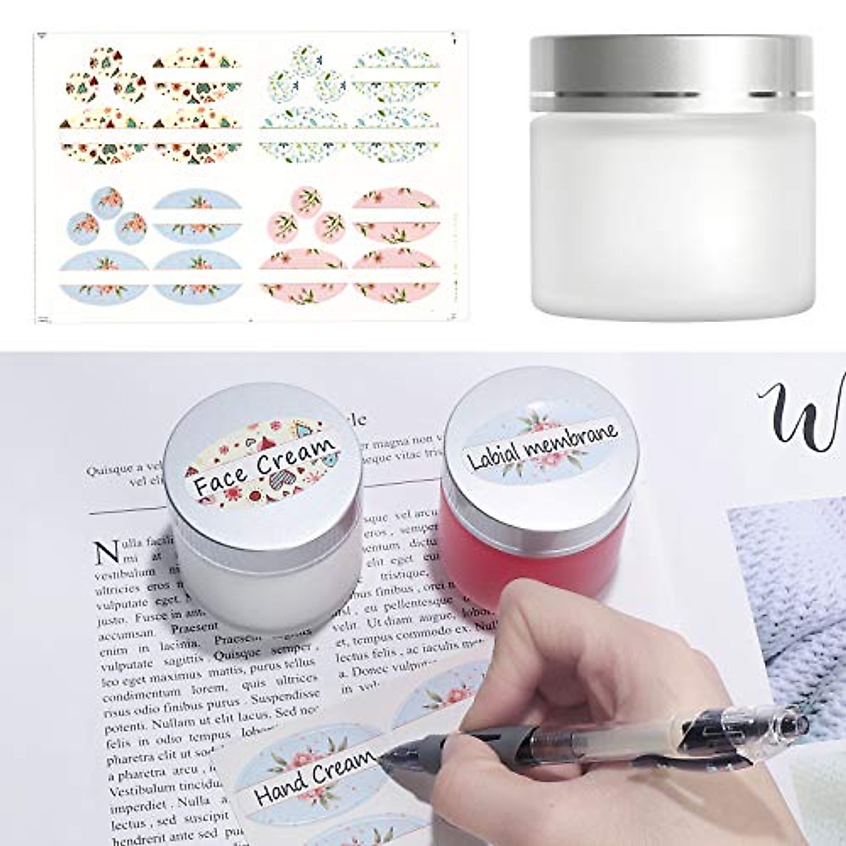 12 Pack 60ml 2 oz Matte Clear Glass Jars with Silver Lids & Inner Liners,Round Containers Travel Jars for Cosmetics, Eye Shadow, Makeup and Face cream Lotion.