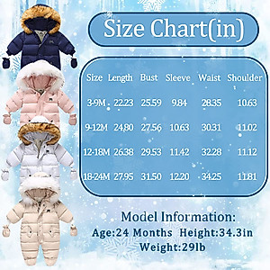 UVIPC Baby Winter Snowsuit Toddler Winter Suit Outwear Hooded Snow Outfit Footie Snow Suit for 3-24M