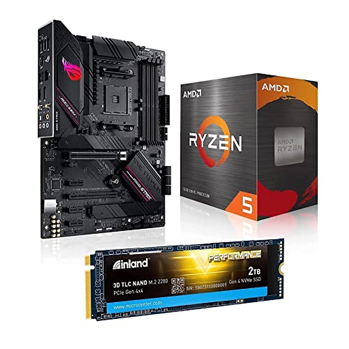 INLAND Performance 2TB PCIe Gen 4.0 M.2 NVME SSD + AMD Ryzen 5 5600X Desktop Processor Bundle with ASUS ROG Strix B550-A Gaming Motherboard